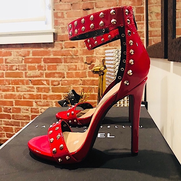 truffle coutour | Shoes | Red Patent Leather Metal Spike Studded ...